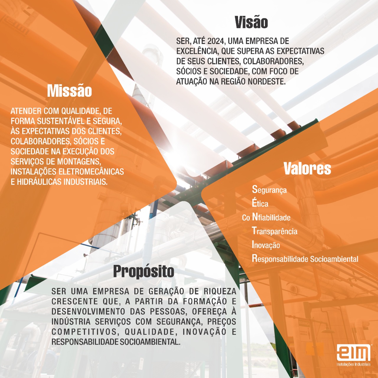 Novas diretrizes da EIM: Missão, Visão, Propósito e Valores - EIM Novas diretrizes da EIM: Missão, Visão, Propósito e Valores - EIM
